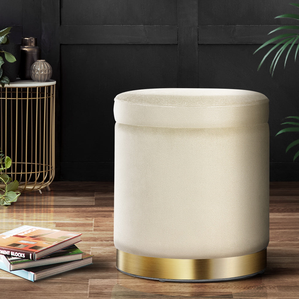 Lunira Cream Storage Ottoman – Casa La Vie