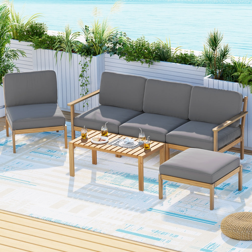 Hexa Modular Timber Rest Cluster with Coordinated Seating — Natural Wo ...